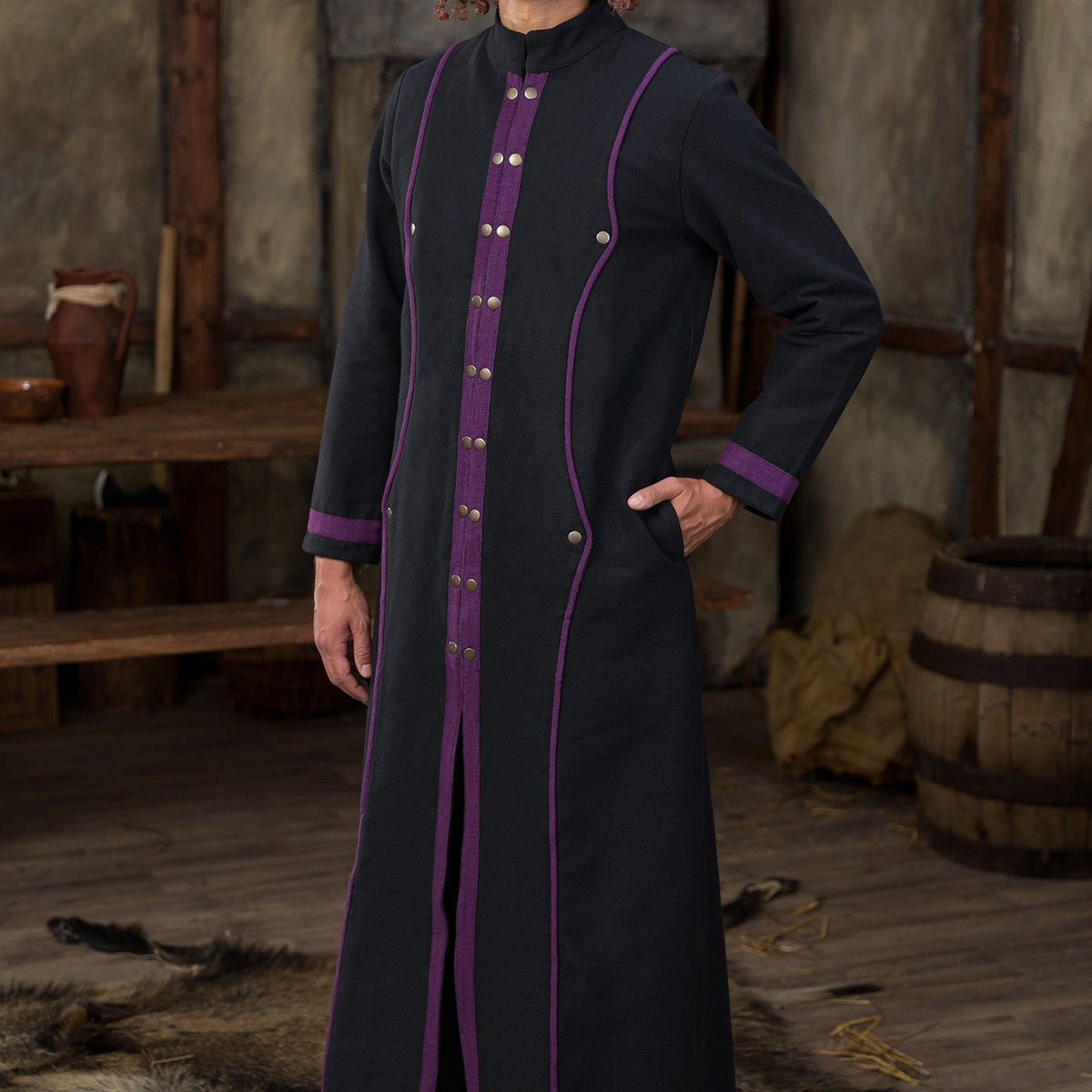 Dungeons & Dragons Warlock Coat Black/Purple – Medieval and More